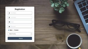 Registration Form with Background Image in Html - Dark CSS
